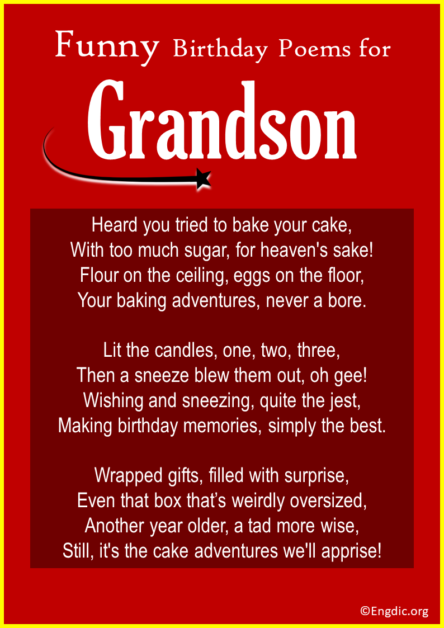 10 Birthday Poems for Grandson (Best, Short & Funny) - EngDic