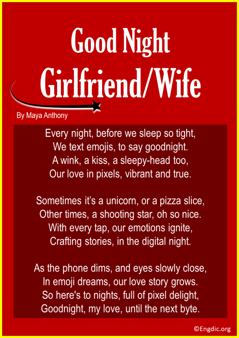 16 Funny & Romantic Good Night Poems For Girlfriend/Wife - EngDic