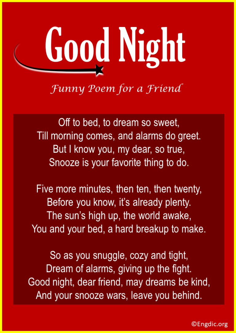 10 Short & Funny Good Night Poems For Friend - EngDic