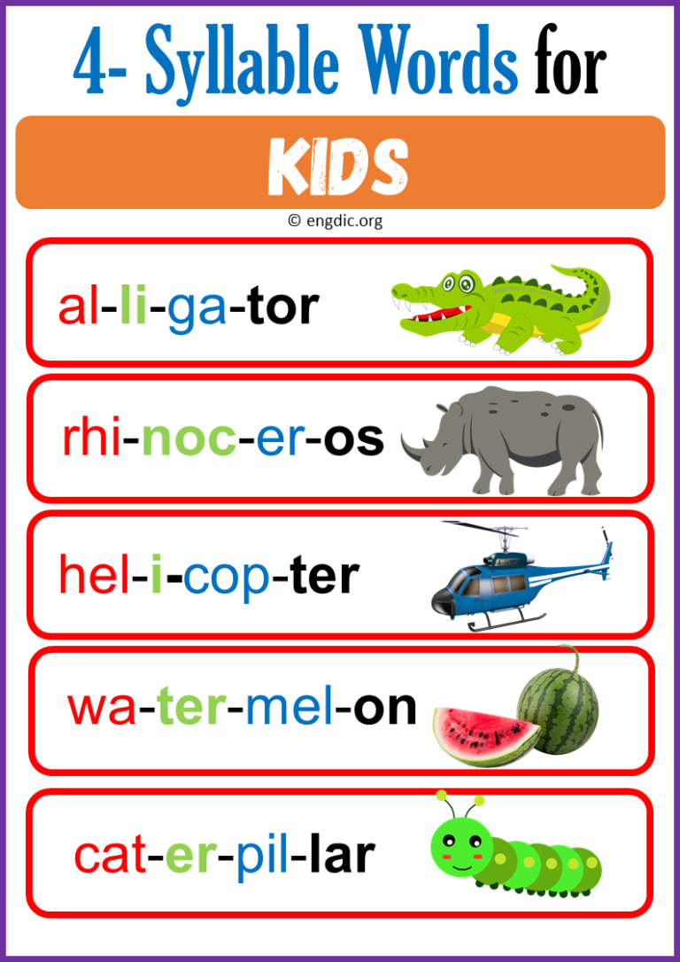 Four Syllable Words (Everything for Kids & Teachers) – EngDic