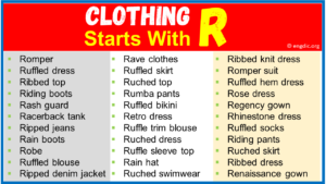 Clothing That Starts with R (Men, Women & Brands) - EngDic