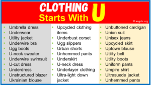 Clothing That Starts with U (Men, Women & Brands) - EngDic