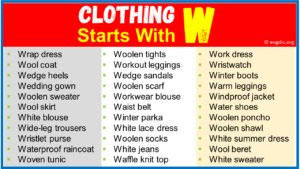 Clothing That Starts with W (Men, Women & Brands) - EngDic