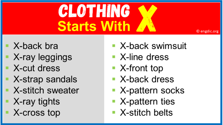 Clothing That Starts with X (Men, Women & Brands) - EngDic