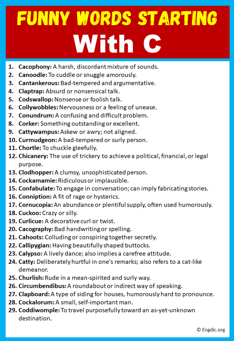 100 Funny Words That Start With C (Chuckles Guaranteed!) - EngDic