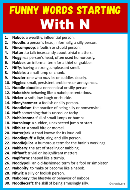 100 Funny Words That Start With N (With Meanings) - EngDic