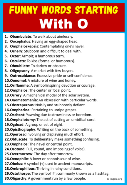 100 Funny Words That Start With O (With Meanings) - EngDic