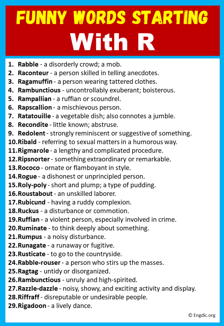 30 Funny Words That Start With R (With Meanings) - EngDic