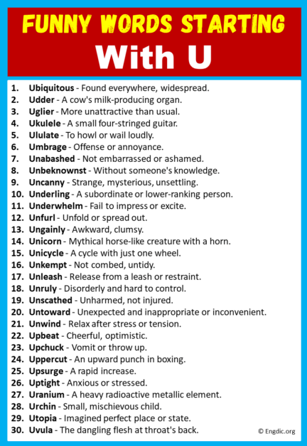 30 Funny Words That Start With U (With Meanings) - EngDic