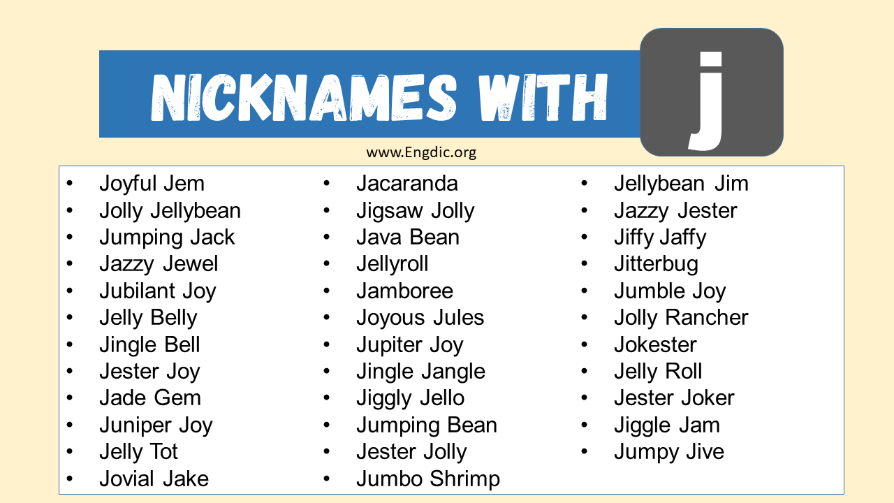 100 Best Nicknames That Start With J Sweet Funny EngDic 100 Best Nicknames That Start With J Sweet Funny EngDic