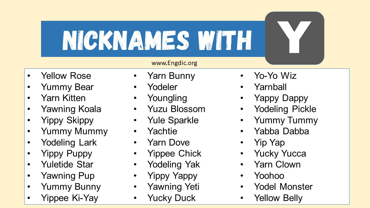 100 Best Nicknames That Start with Y (Sweet & Funny) - EngDic