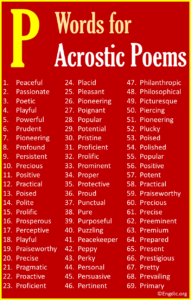 P Words for Acrostic Poems (100 Words) - EngDic