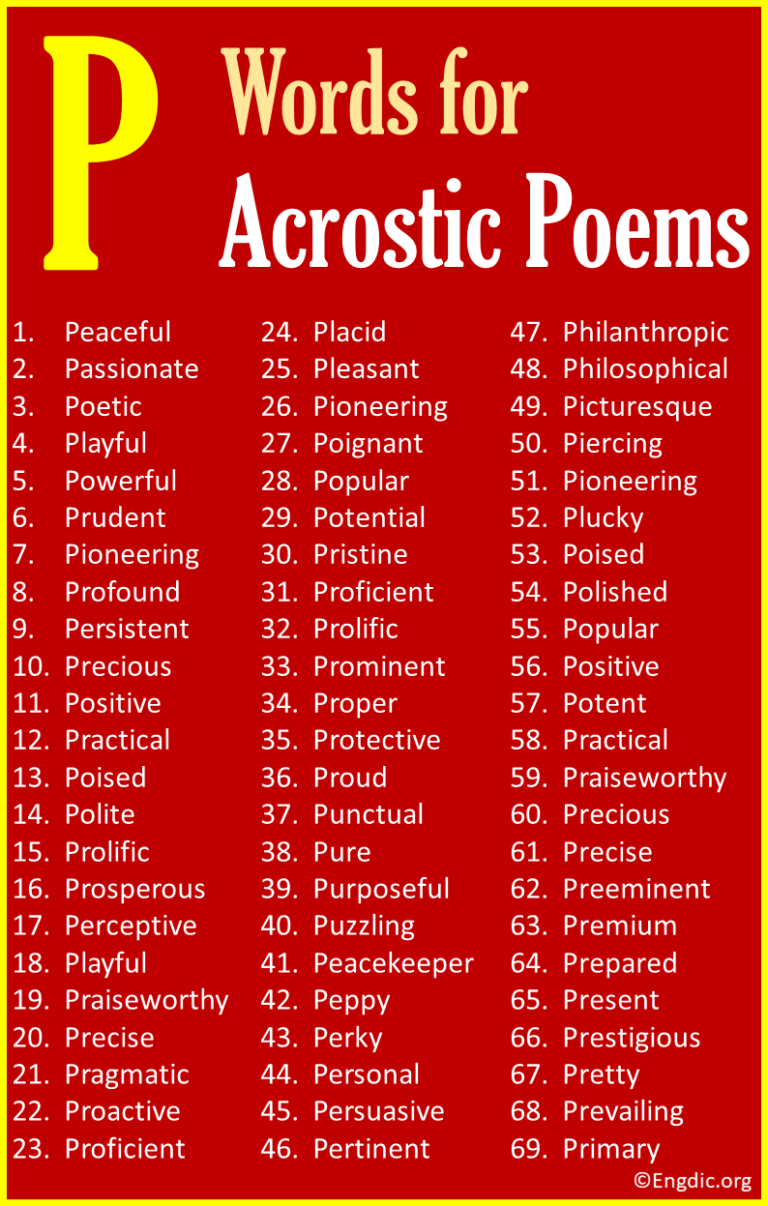 P Words for Acrostic Poems (100 Words) - EngDic