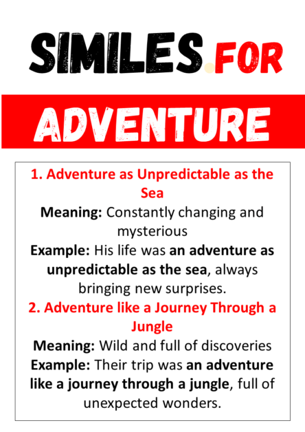 20 Best Similes for Adventure (with Meanings and Examples) - EngDic