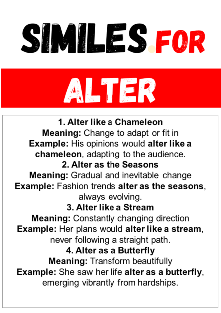 20 Best Similes for Alter (with Meanings and Examples) - EngDic