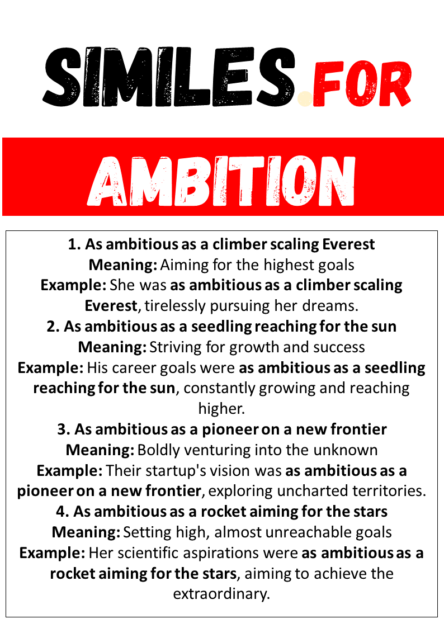 20 Best Similes for Ambition (With Meanings & Examples) - EngDic