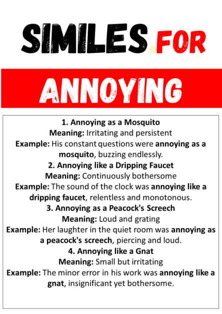20 Best Similes for Annoying (With Meanings & Examples) - EngDic