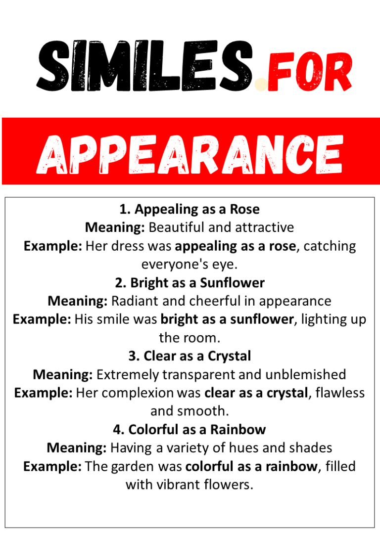 20 Best Similes for Appearance (With Meanings & Examples) - EngDic