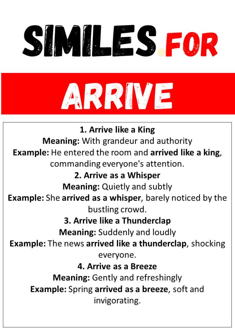 20 Best Similes for Arrive (With Meanings & Examples) - EngDic