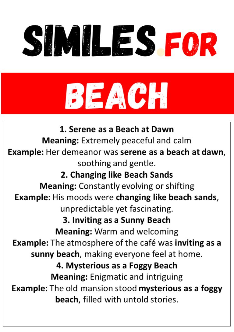 20 Best Similes for a Beach (With Meanings & Examples) - EngDic