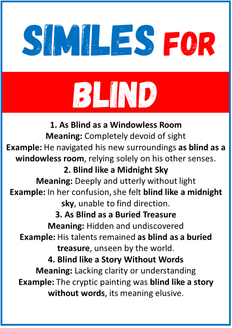 20 Best Similes for Blind (With Meanings & Examples) - EngDic