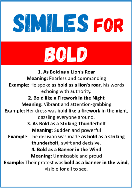 20 Best Similes for Bold (With Meanings & Examples) - EngDic