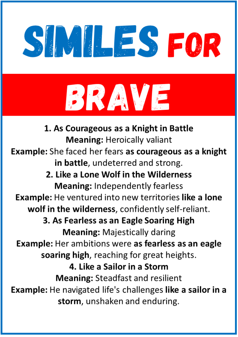 20 Best Similes for Brave (With Meanings & Examples) - EngDic