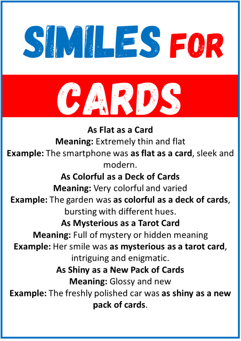 20 Best Similes for Cards (With Meanings & Examples) - EngDic