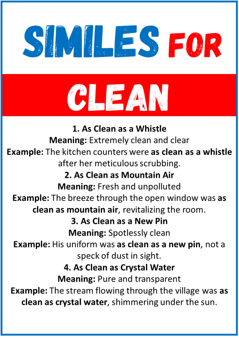 20 Best Similes for Clean (With Meanings & Examples) - EngDic