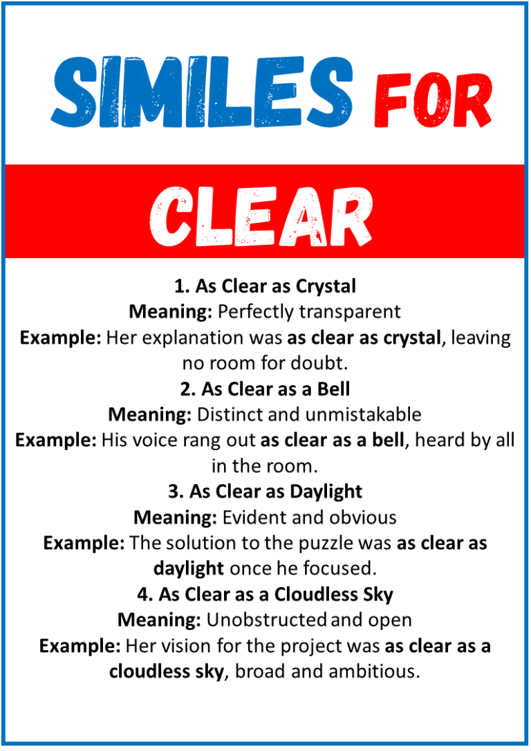 20 Best Similes for Clear (With Meanings & Examples) - EngDic