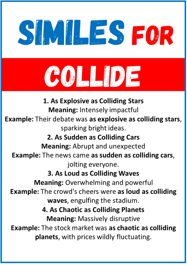 20 Best Similes for Collide (With Meanings & Examples) - EngDic