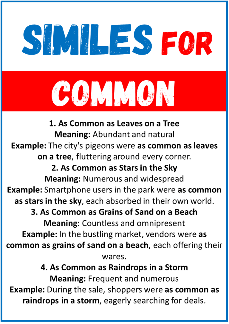 20 Best Similes for Common (With Meanings & Examples) - EngDic