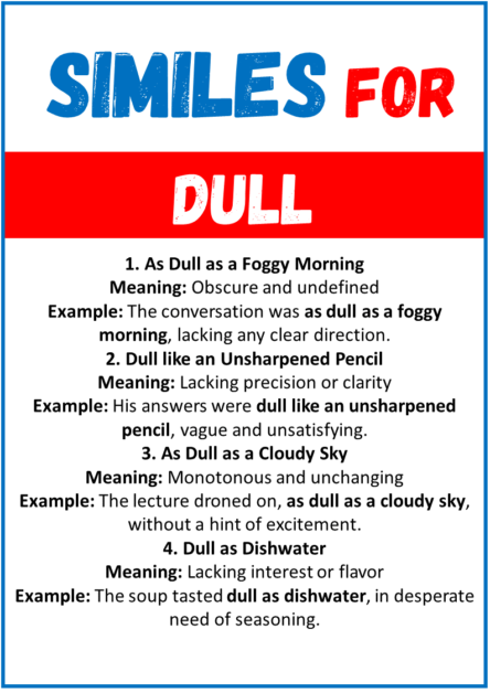20 Best Similes for Dull (With Meanings & Examples) - EngDic