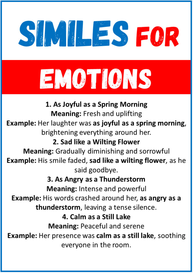 20 Best Similes for Emotions (With Meanings & Examples) - EngDic