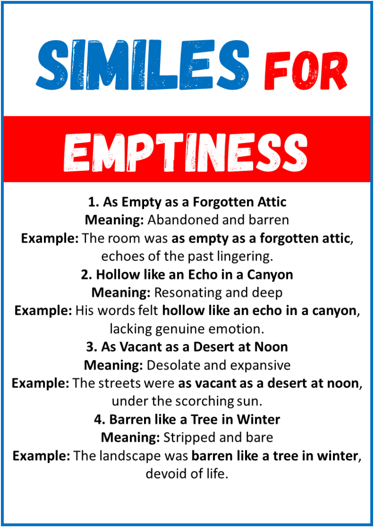 20 Best Similes for Emptiness (With Meanings & Examples) - EngDic