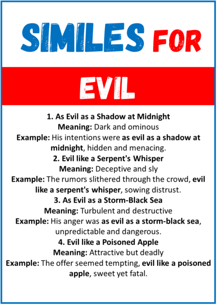 20 Best Similes for Evil (With Meanings & Examples) - EngDic