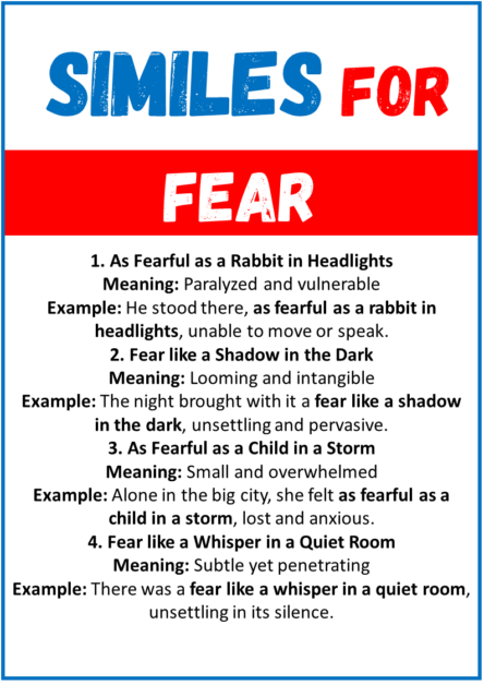 20 Best Similes for Fear (With Meanings & Examples) - EngDic