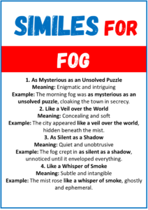 20 Best Similes for Fog (With Meanings & Examples) - EngDic