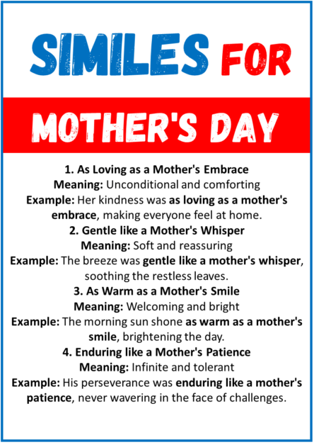 20 Beautiful Similes for Mother's Day - EngDic