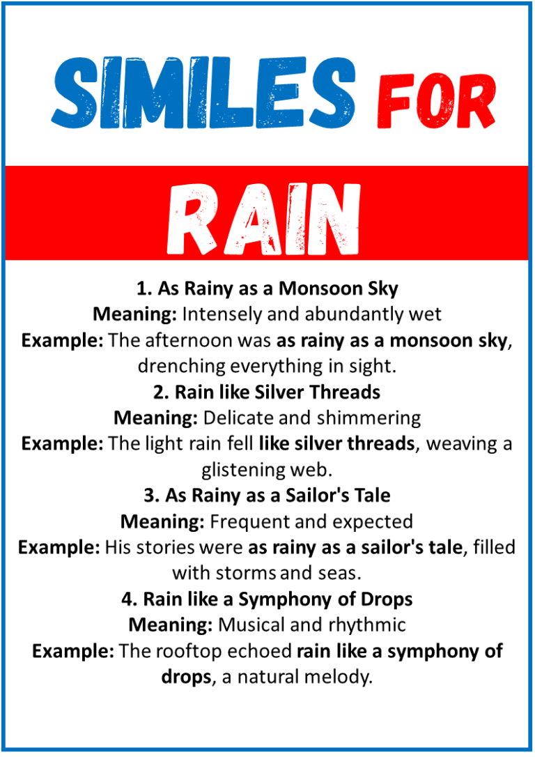 20 Best Similes for Rain (With Meanings & Examples) - EngDic