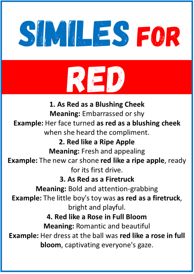 20 Best Similes for Red (With Meanings & Examples) - EngDic