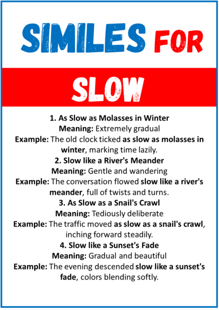 20 Best Similes for Slow (With Meanings & Examples) - EngDic