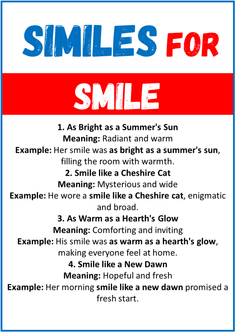 20 Best Similes for Smile (With Meanings & Examples) - EngDic