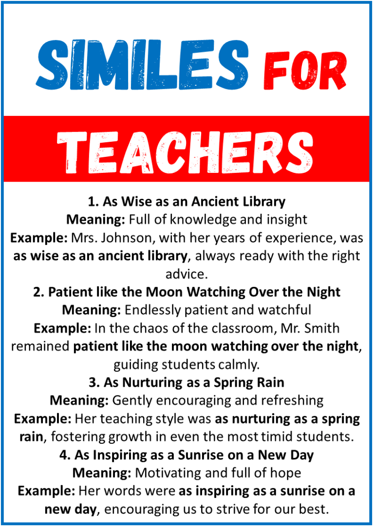 20 Best Similes for Teachers (With Meanings & Examples) - EngDic