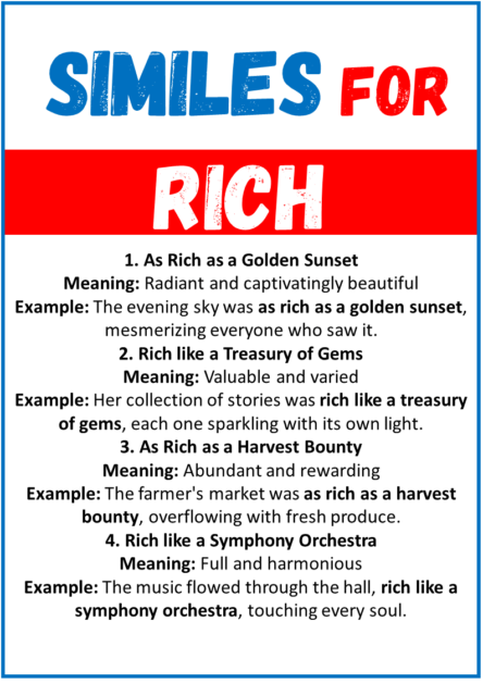 20 Best Similes for Rich (With Meanings & Examples) - EngDic