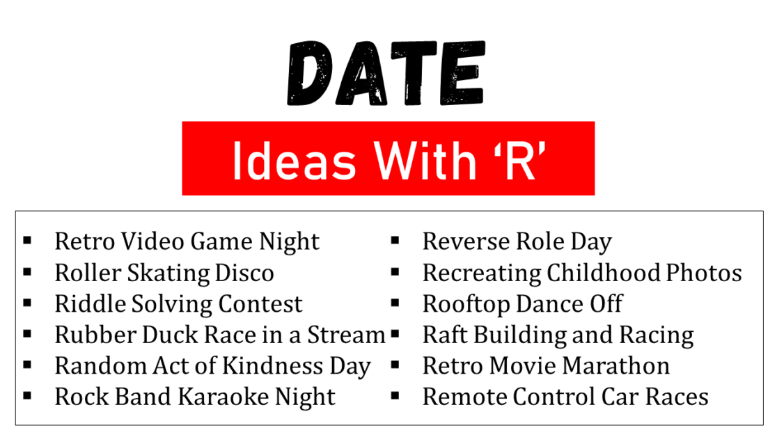 100 Funny and Cute Date Ideas That Start With R - EngDic
