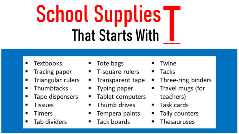 100 School Supplies That Start With 'T' - EngDic