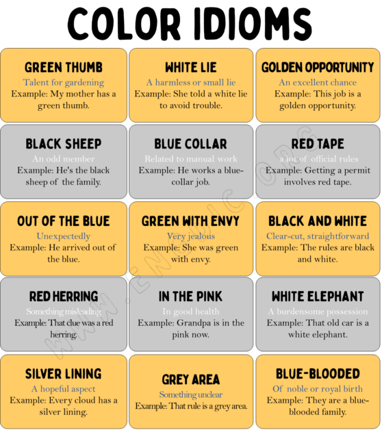 Learn 30 Interesting Color Idioms in English! - EngDic