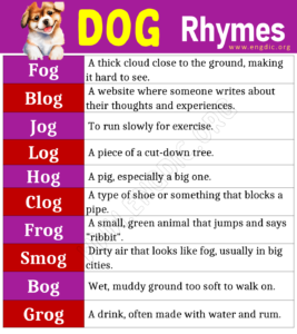 Words that Rhyme with Dog (Dog Rhyme Words) - EngDic