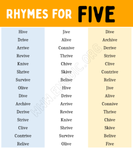 Words that Rhyme with Five (Rhyme Words for Five) - EngDic